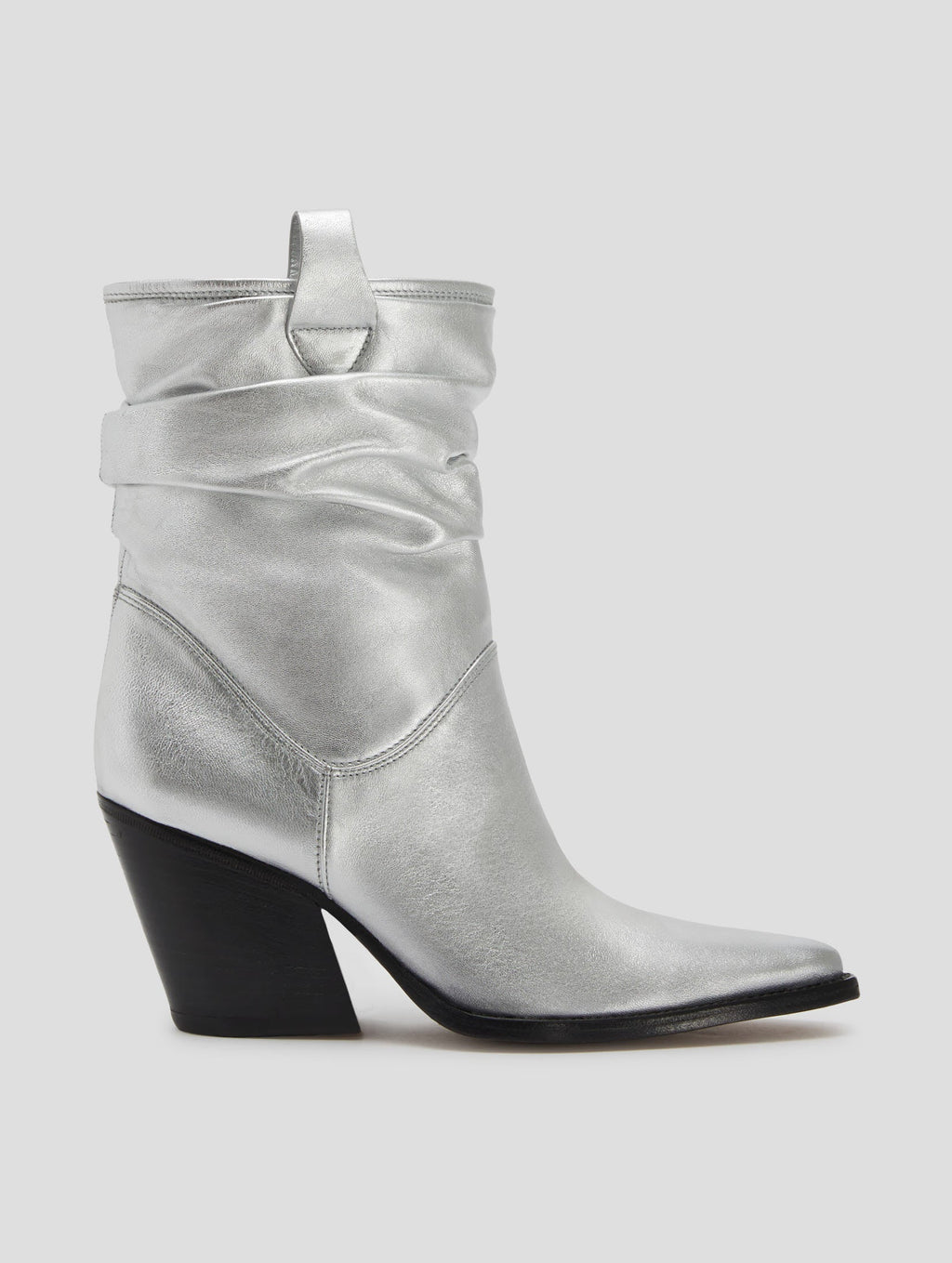 ALISON 80MM WRINKLED BOOT IN SILVER CALFSKIN