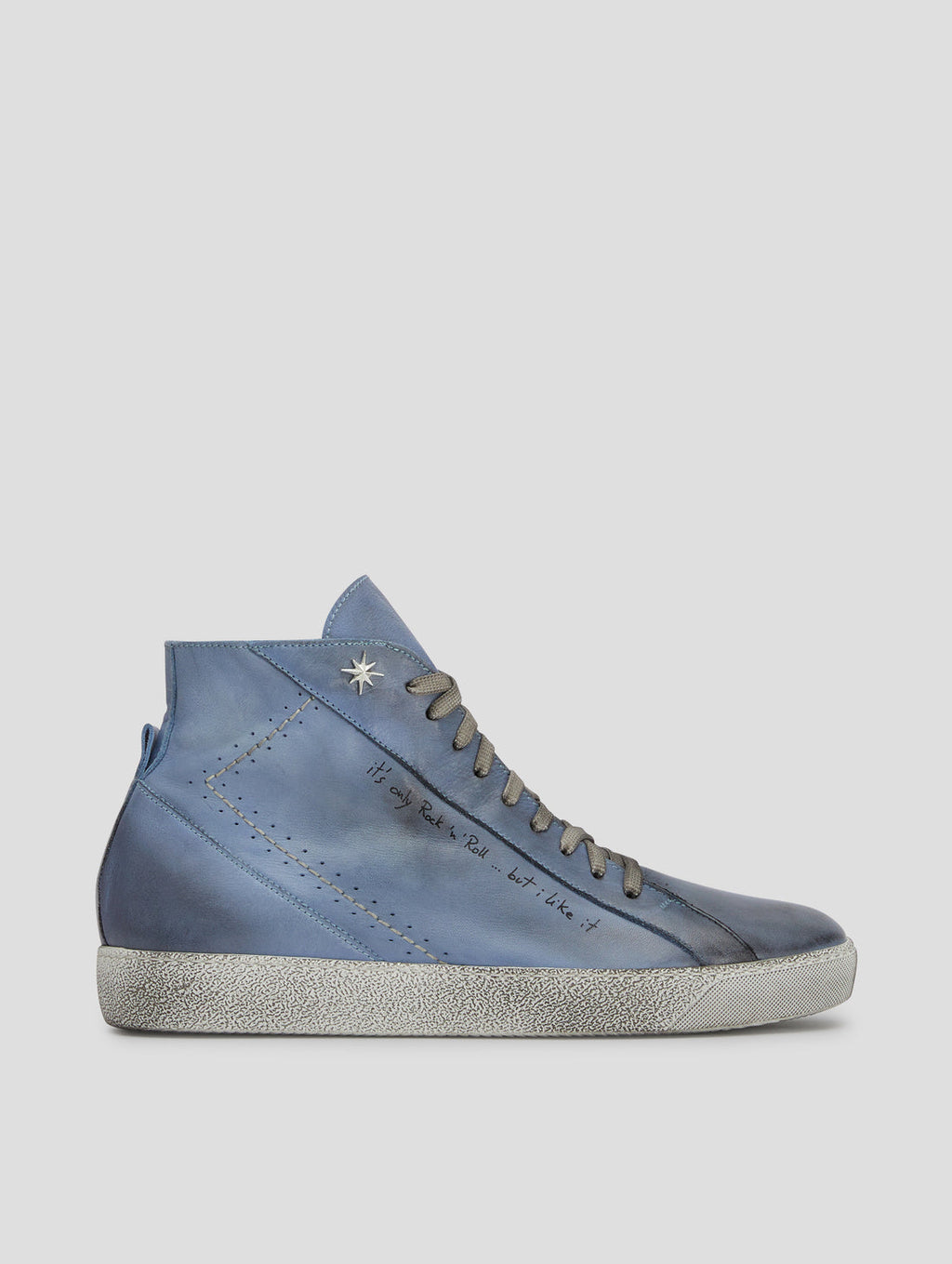ROCKER SNEAKER HIGH TOP IN LIGHT BLUE CALFSKIN